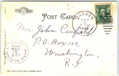 VINTAGE POSTCARD THE TOWN HALL AT WARREN RHODE ISLAND MAILED 1906 | eBay