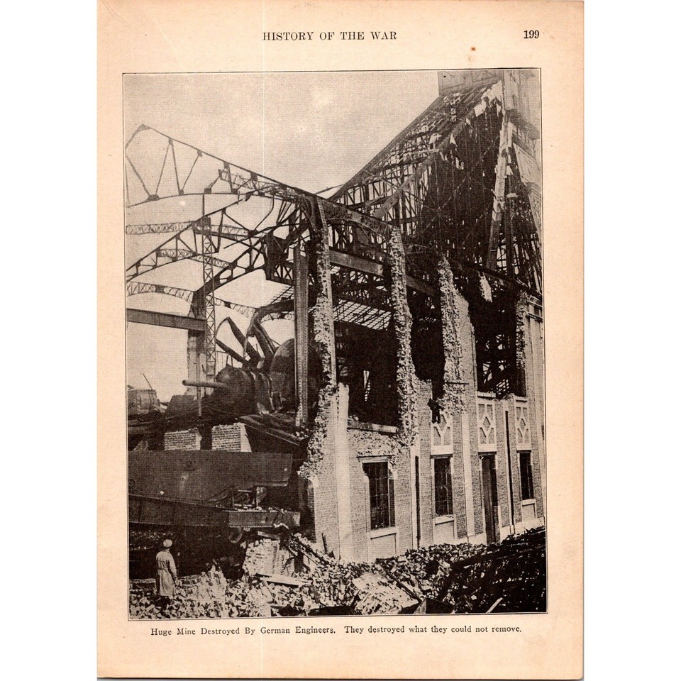 Huge Mine Destroyed by German Engineers WWI 1919 Book Plate Print SJ12 ...