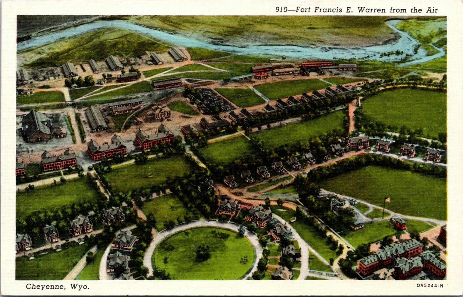 Fort Francis E. Warren from Air Cheyenne Wyoming Linen Postcard | eBay