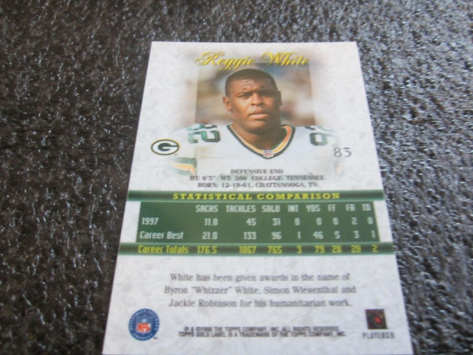 1998 TOPPS GOLD LABEL NFL CARD REGGIE WHITE PACKERS/HOF #83 | eBay