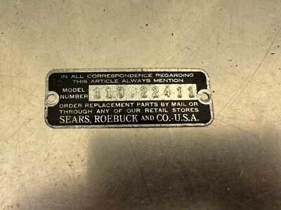 Craftsman 113 Table Saw Serial ID Badge Emblem, Name Tag Plate | eBay