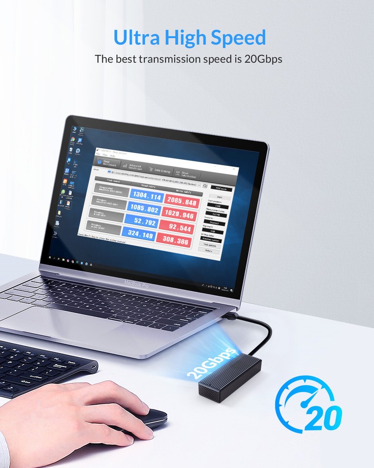 ORICO 20Gbps M.2 NVMe SSD Enclosure Adapter USB3.2 Gen2 Type-C to SSD ...