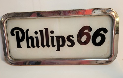 1940's Phillips 66 Glass Insert In Metal Frame Displayed at Top of Gas ...