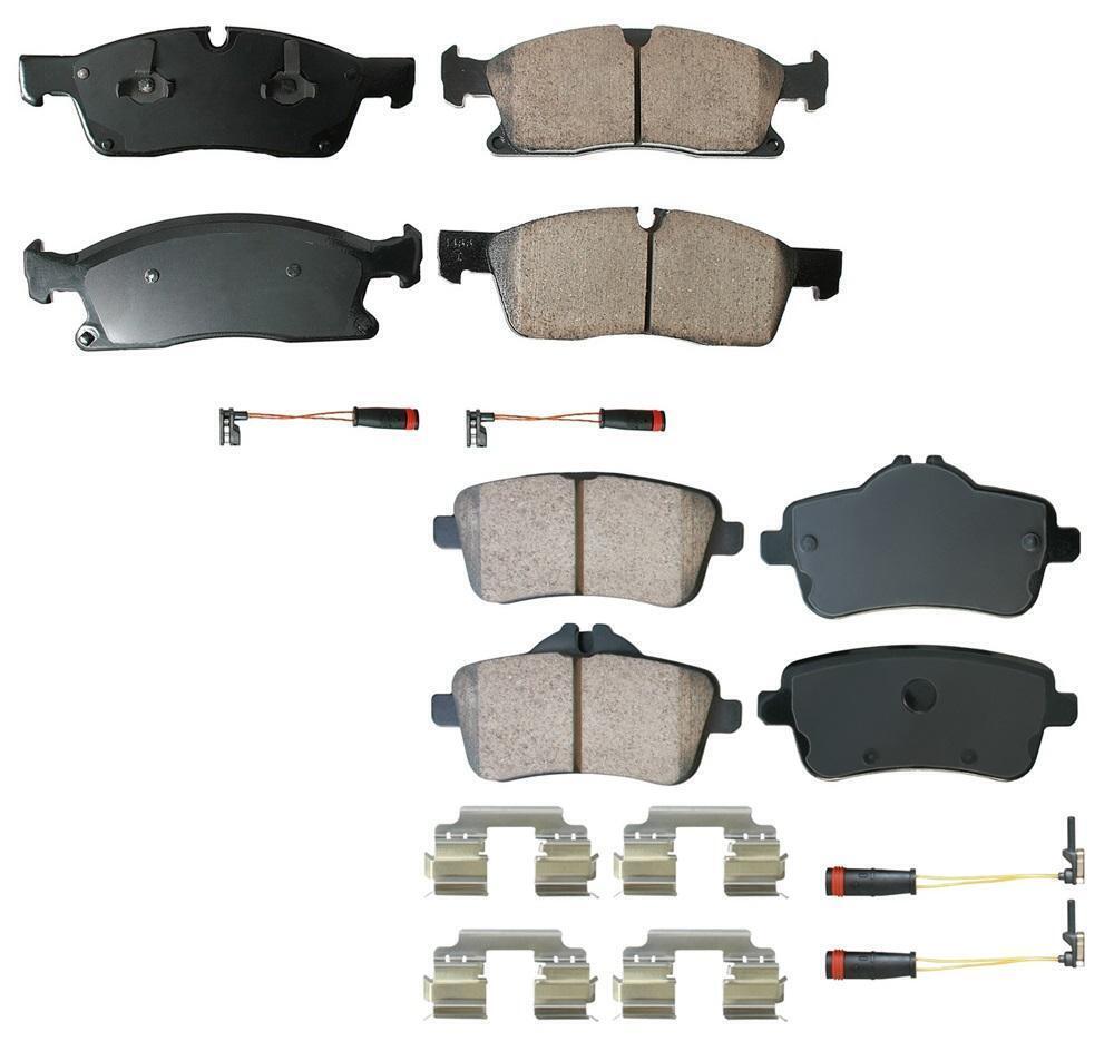 Akebono Euro Front and Rear Ceramic Brake Pad with Sensors Kit For ...