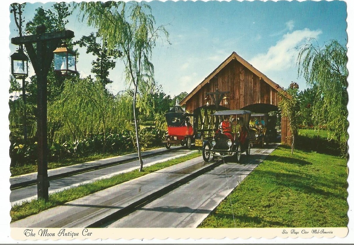 Eureka, MO Missouri old Postcard, Six Flags Moon Antique Car Ride | eBay