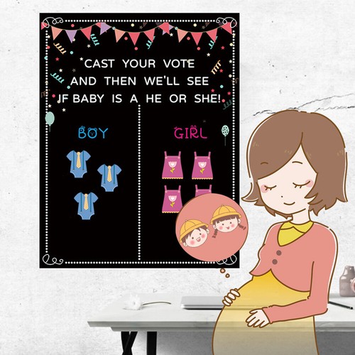 Gift Ideas Game With Stickers Gender Reveal Voting Board Boy Or Girl ...
