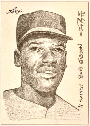 2012 Leaf Best Of Baseball Hand Drawn Sketch Card Bob Gibson Auto 1/1 ...