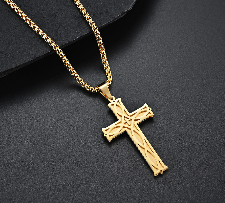 18k Gold Luxus Anhänger vergoldet Jesus Kreuz 3x5cm groß Edelstahl ...