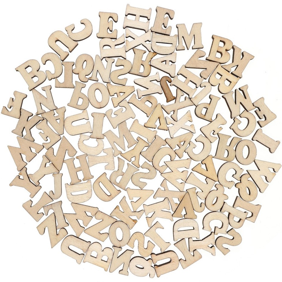 100 Pcs Wooden Letters Wood Alphabet Letters Pieces for Craft ...