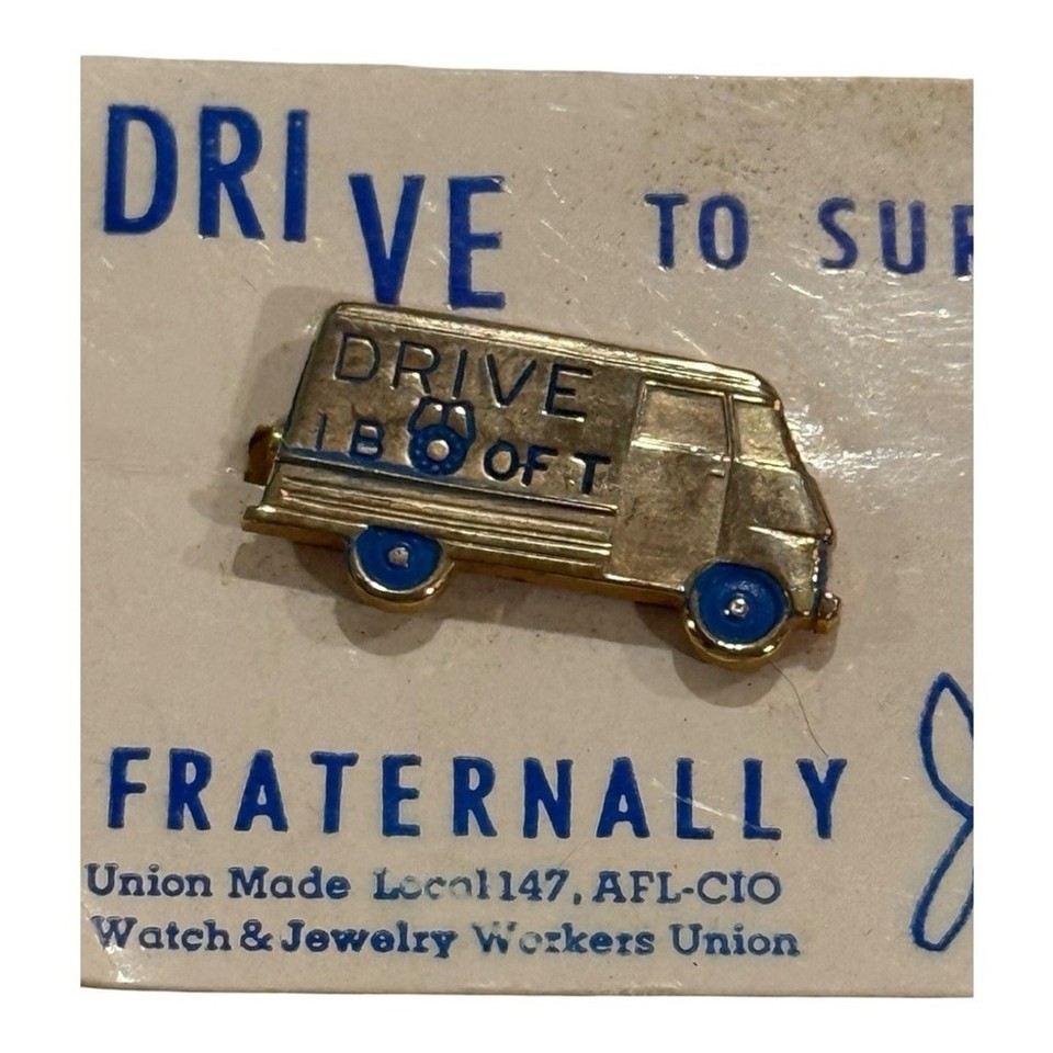 Vtg 1960s Teamsters Drive to Survive Union Pin Jimmy Hoffa Signed Card ...