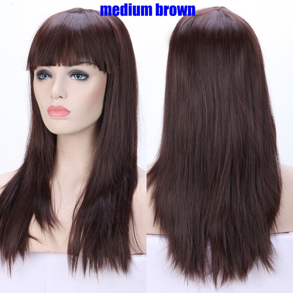 US stock long straight wavy cosplay wig full wigs costume party heat ...
