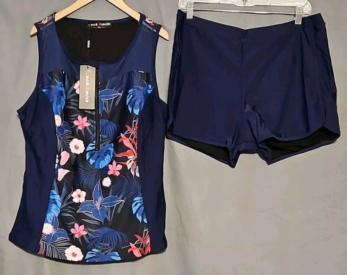 Jack Smith - Women's Modest Plus Size Tankini Bathing Suit - Blue ...