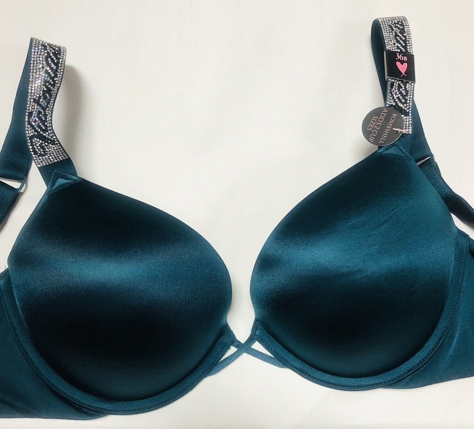 VICTORIA SECRET BOMBSHELL BRA ADD 2 CUP PLUNGE Super Push UP NEW Shine ...