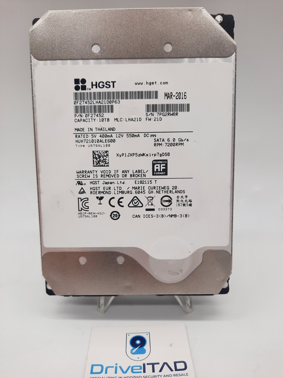 HGST Ultrastar HE10 HUH721010ALE600 10TB SATA 6Gb/s 7200RPM 3.5 ...