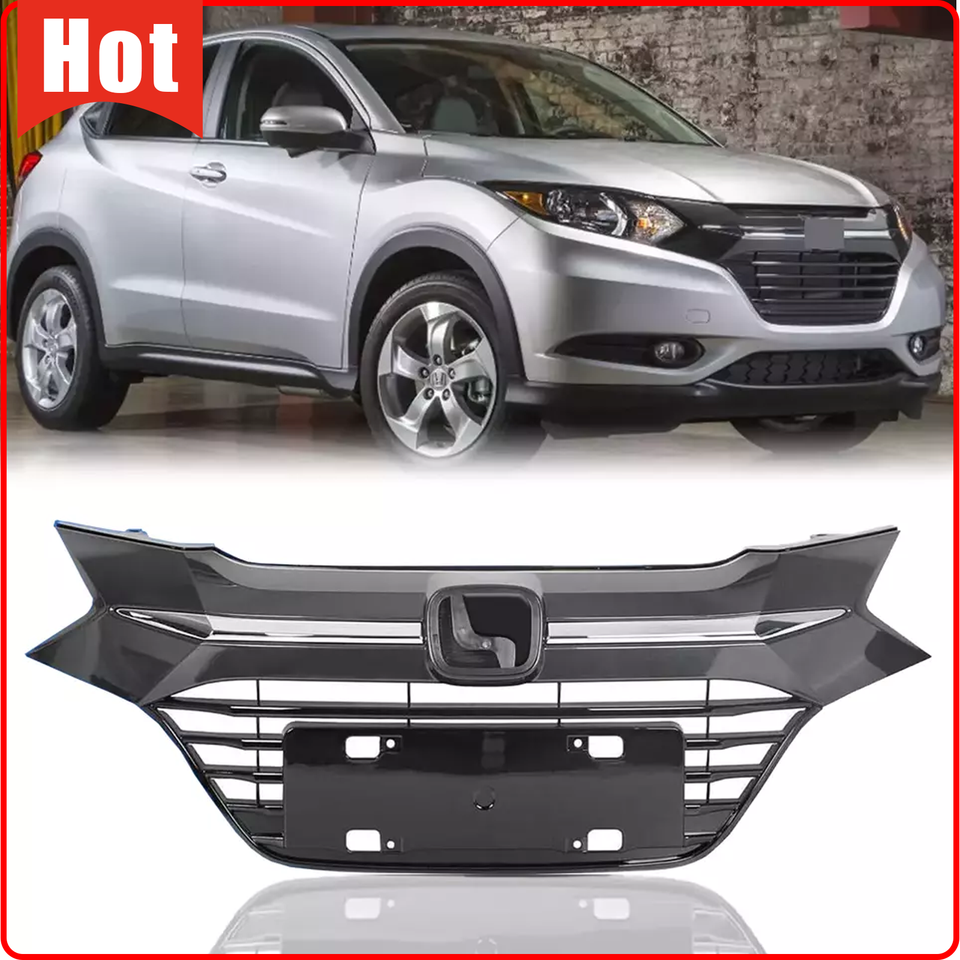 Fit 2016 2017 2018 Honda HR-V HRV Front Upper Black Grille Grill W ...