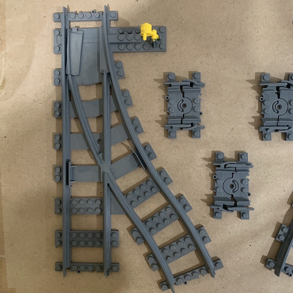 Lego Train Track - 2 Split Tracks And 3 Adjustable Connectors | eBay