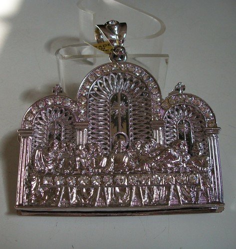 Men's Silver Finish Last Supper Fashion Dressy Casual Hip Hop Pendant ...