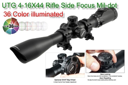 UTG Rifle Scope 4-16X44 with SWAT Focus EZ-TAP 36 Color Reticle SCP3 ...