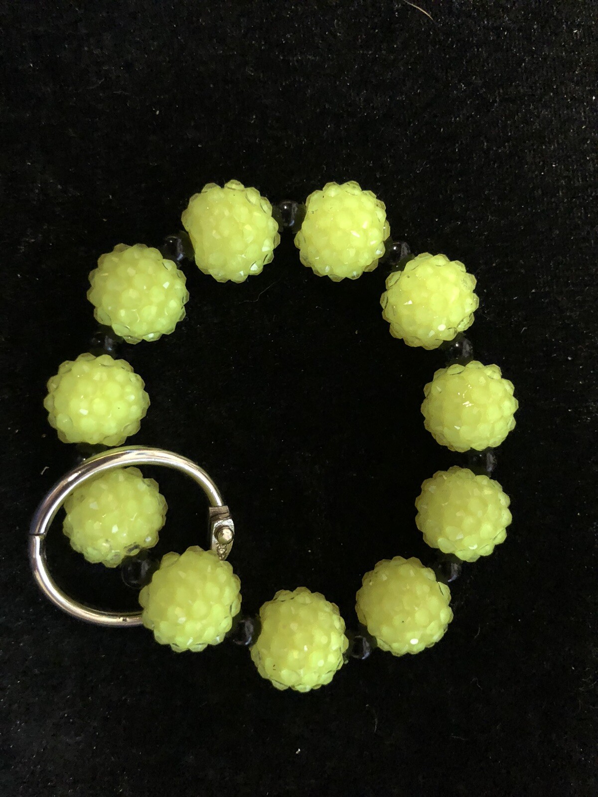 Bright Yellow Beaded Handmade Stretchy Keychain Bracelet Hinged Key ...