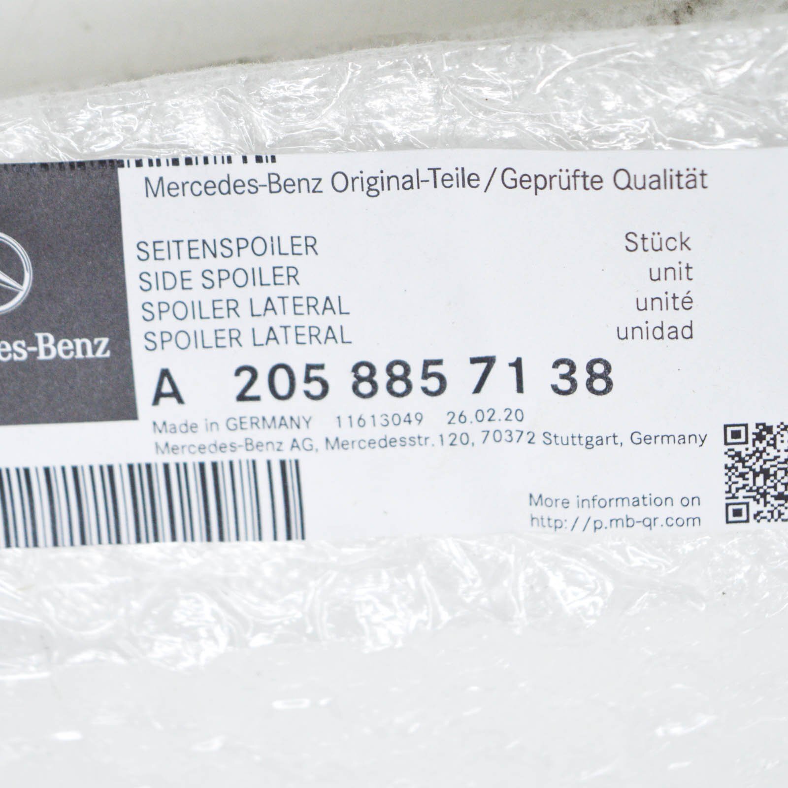 MB C-CLASS W205 Front AMG Bumper Left Spoiler Trim A2058857138 New ...