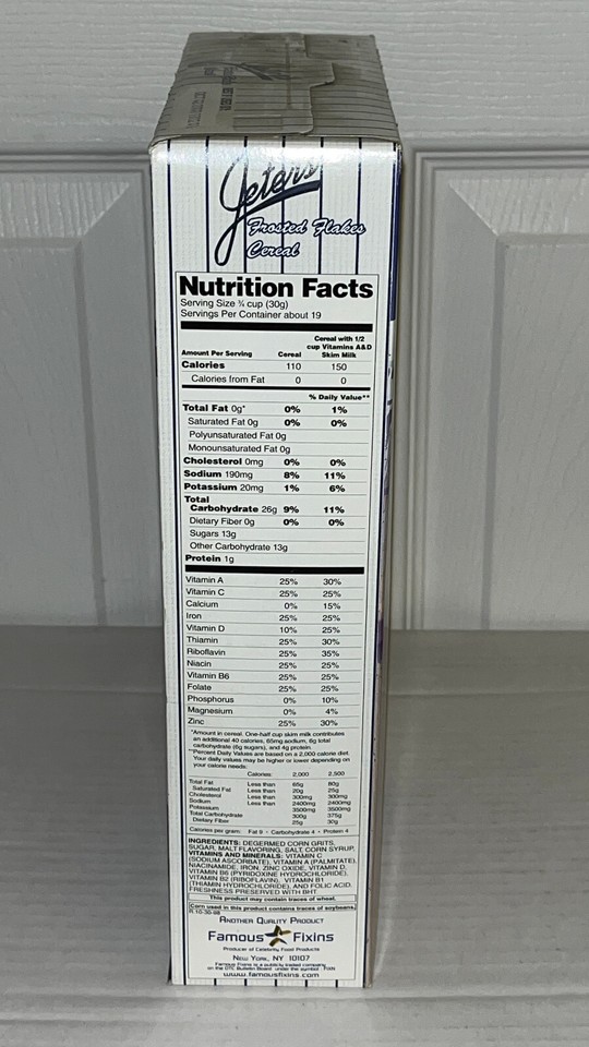 JETER'S Frosted Flakes Cereal Limited Edition Derek Jeter Factory ...