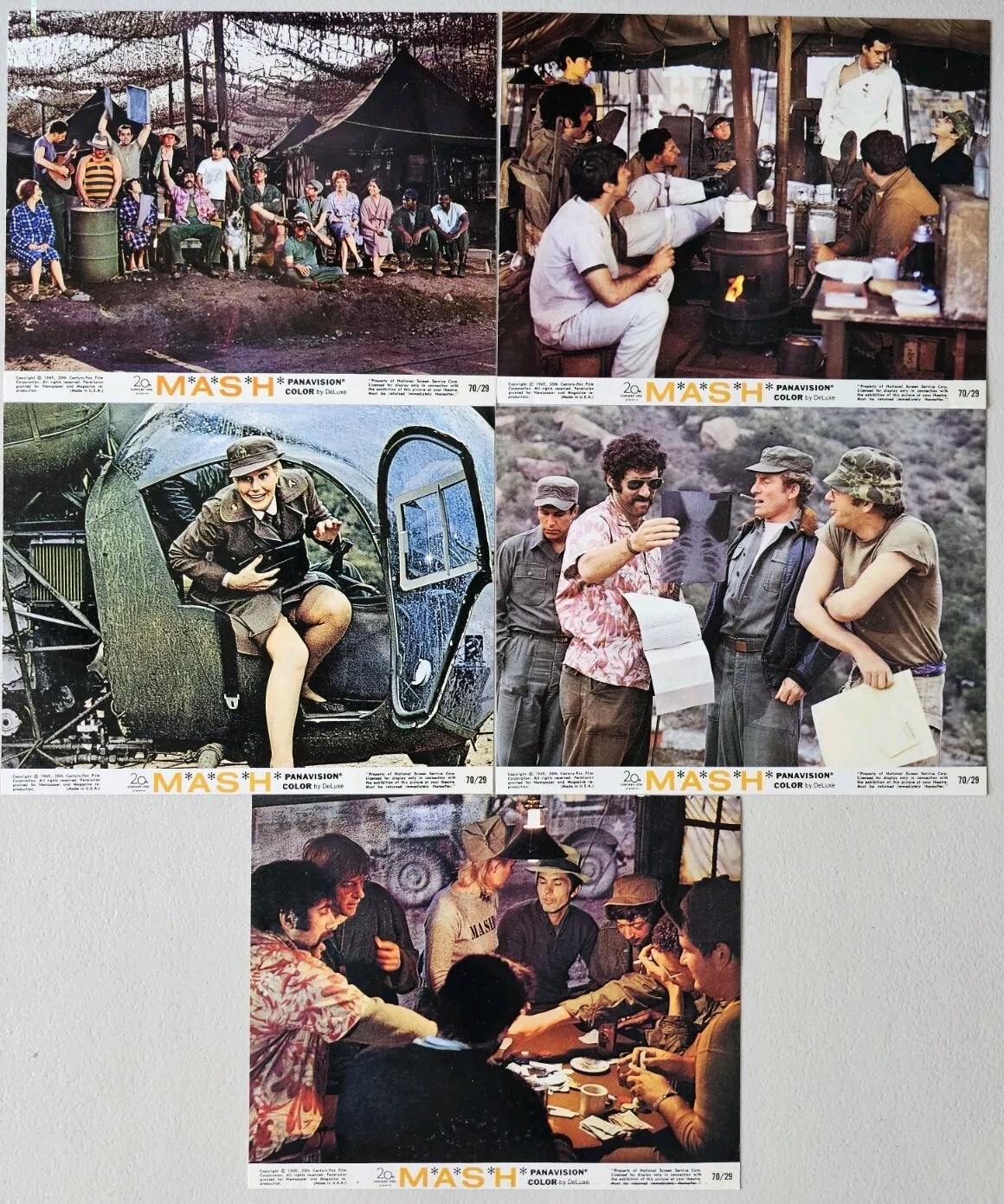 MASH ORIGINAL 8X10 LOBBY CARD SET OF 5 1970 DONALD SUTHERLAND ELLIOTT ...