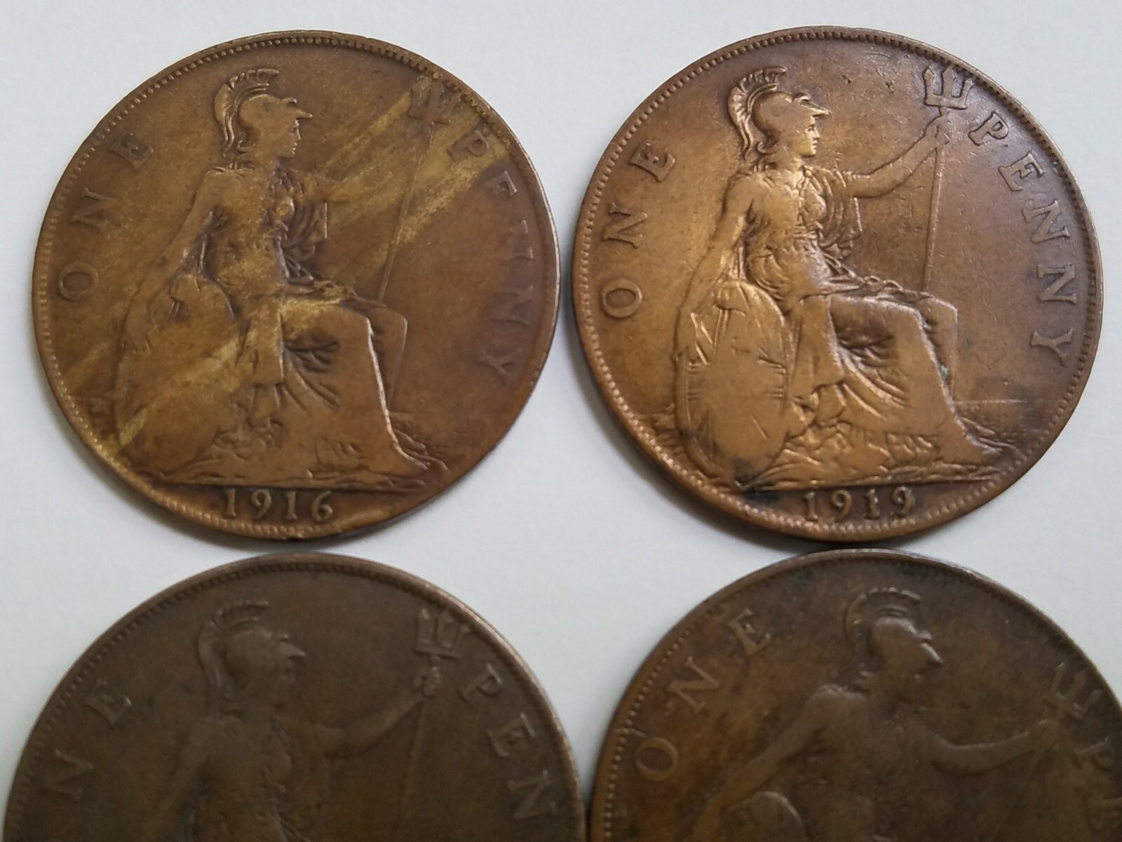 6 Coins! 1916 - 1921 GEORGIVS V DEI GRA BRITT OMN REX FID DEF IND ONE ...