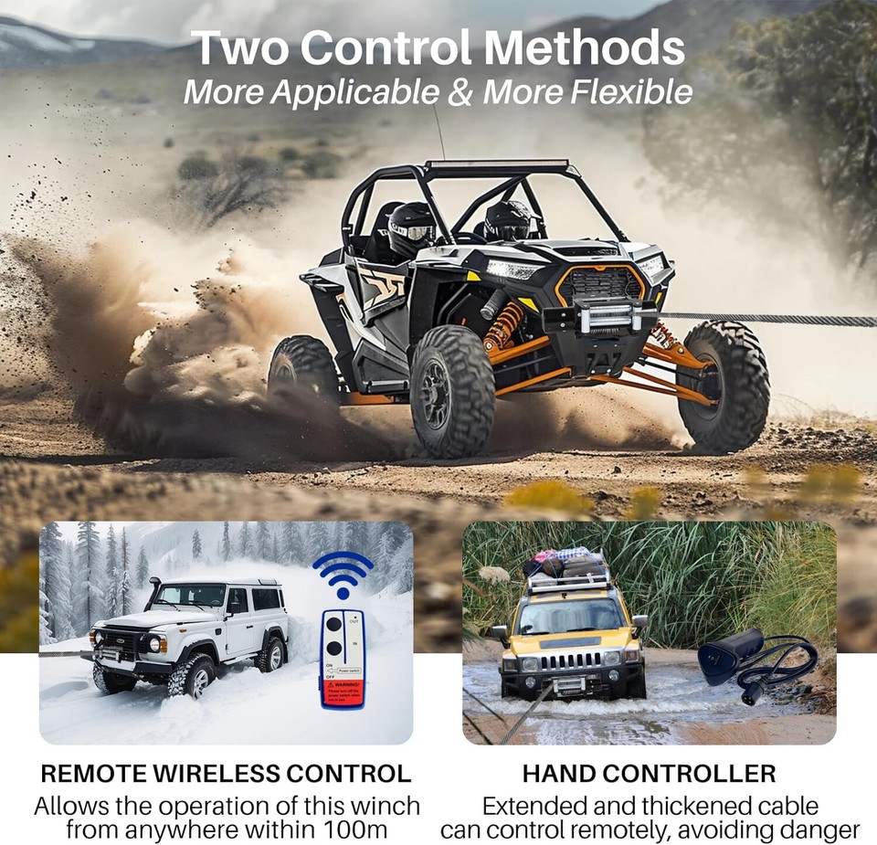 Electric Winch 12000lbs UTV ATV Winch 12V Jeep Winch W/ Wireless Remote ...