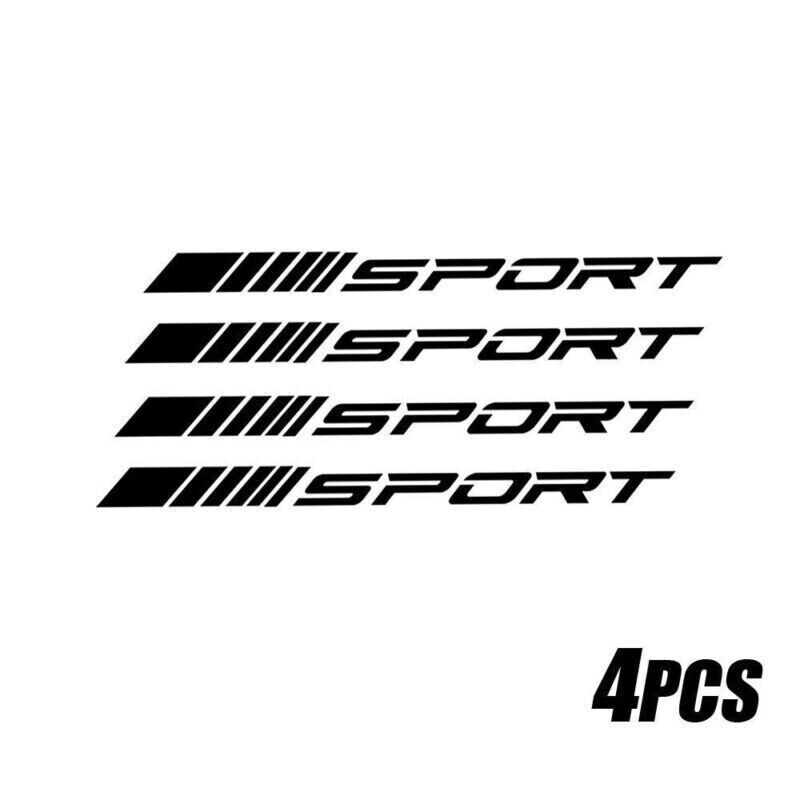 4Pcs Black SPORT Racing Sticker Car Accessories Wheel Rim Hub Vinyl ...