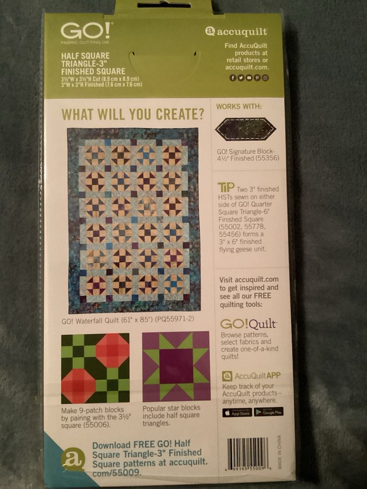 55398- Accuquilt GO Half Square Triangle 3 inch Finished Item # 55009 ...