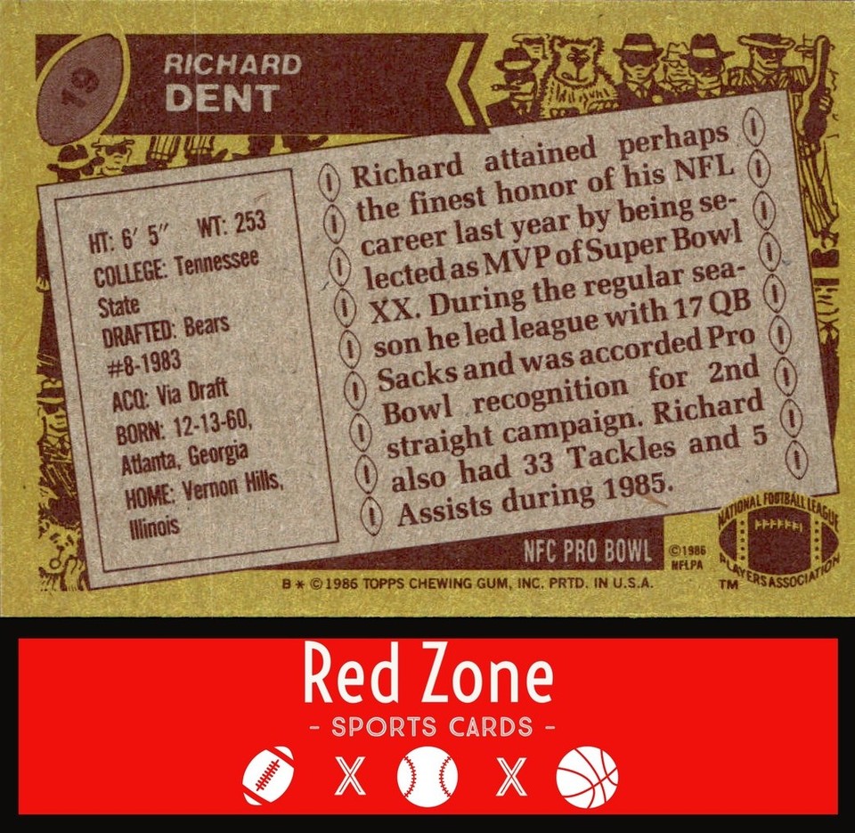 1986 Topps - #19 Richard Dent EX+. | eBay