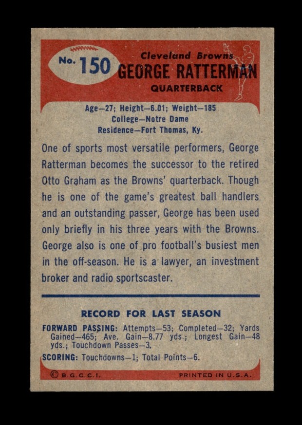 1955 Bowman Set-Break #150 George Ratterman EX-EXMINT *GMCARDS* | eBay