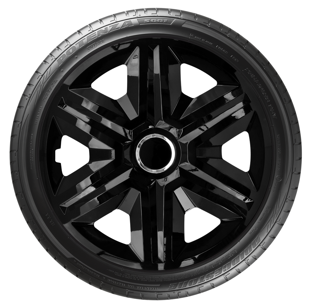 14 Inch Wheel Trim Set Gloss Black Set of 4 Univers Hub Caps Covers ...