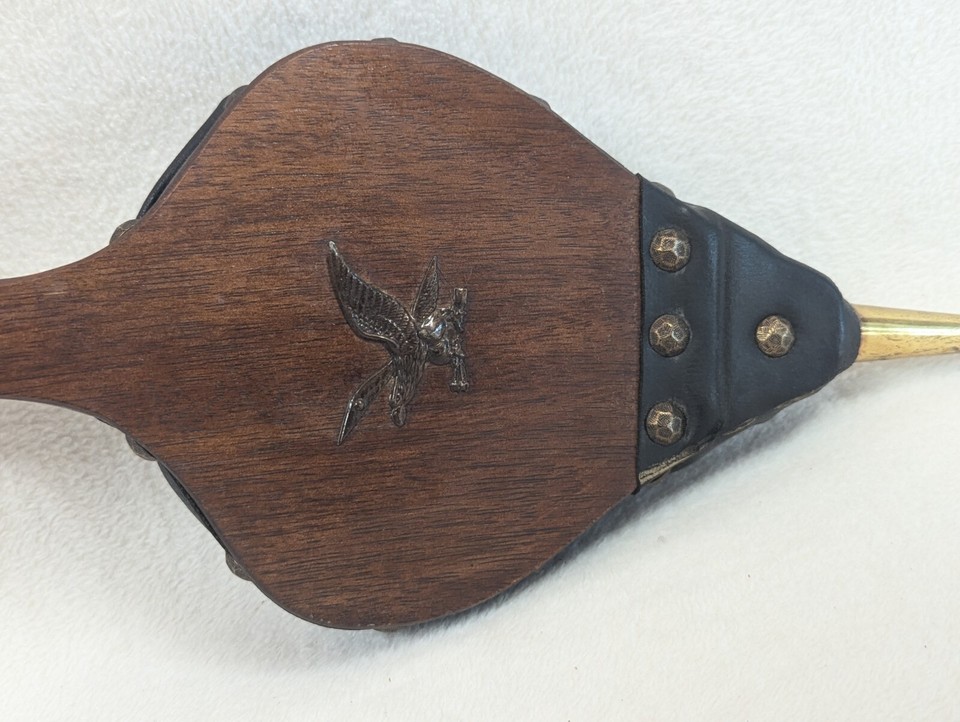 Vtg Wood & Leather Fireplace Bellows Fire Stoker Cottagecore Country 15 ...