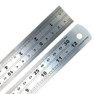 2x STAINLESS STEEL RULES Technical Drawing Measure Line Exam School ...