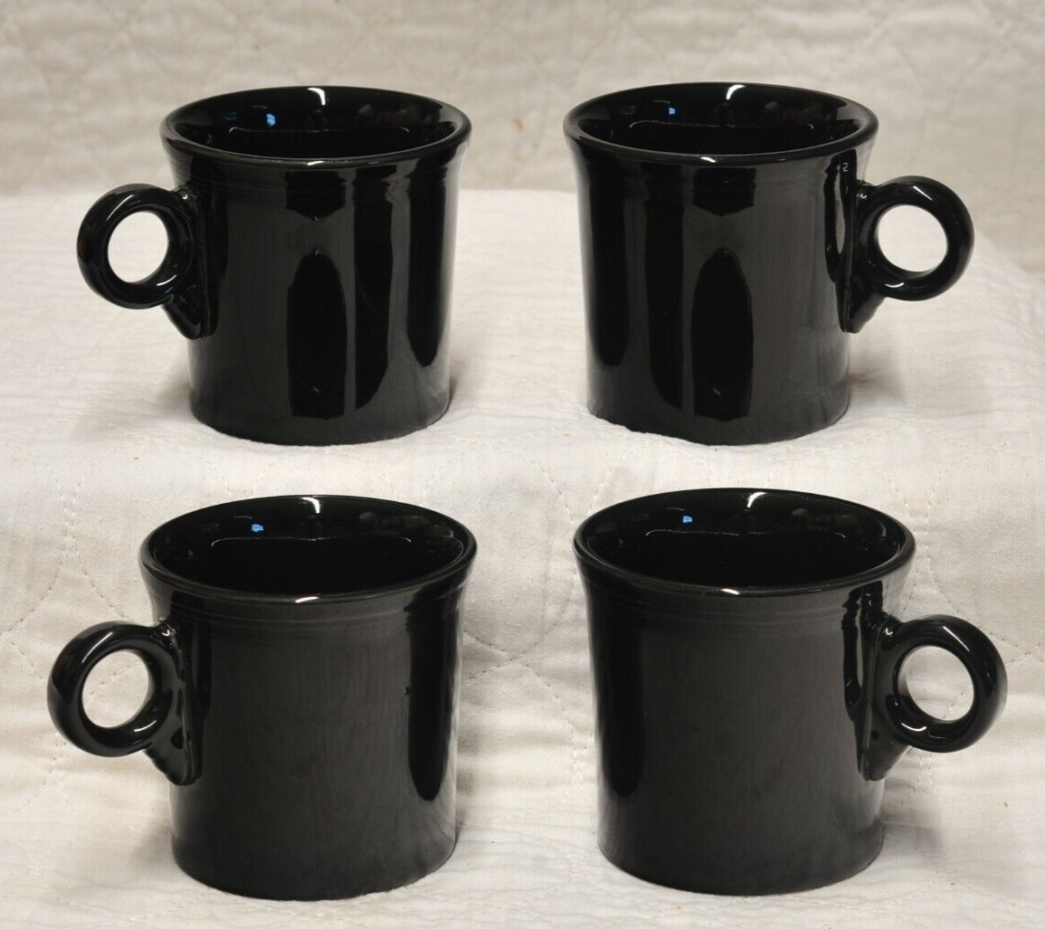 Fiesta ware Post86 Four Retired Black Coffee Mugs with Ring Handle "VGC ...