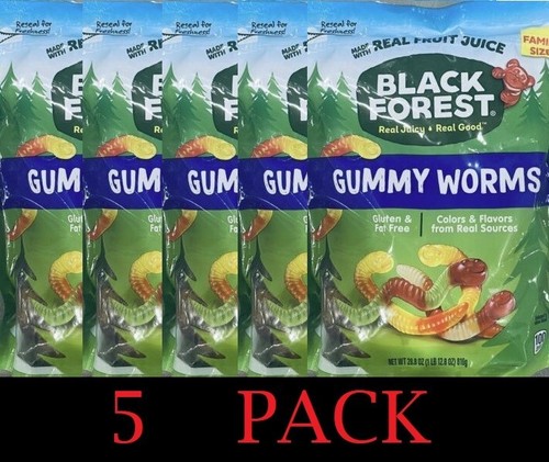 5x Black Forest Gummy Worms Candy Gummi Candies 28.8 oz Bag FAMILY SIZE ...