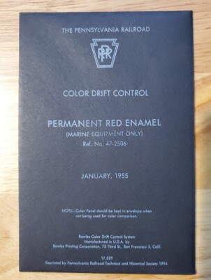Pennsylvania Railroad (PRR) Color Drift Control Card:Permanent Red ...