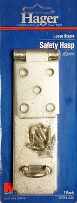Hager Safety 6" Hasp Fixed Padlock Shed Secure 1915 US2C Zinc Plated 4 ...