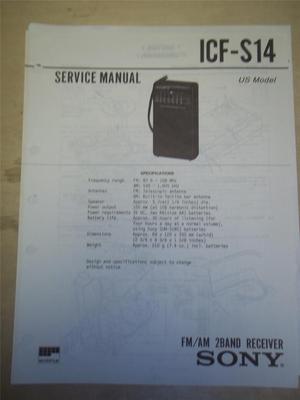 Sony Service Manual~ICF-S14 Receiver/Radio~Original~Repair | eBay