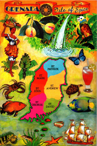 Lot of 5 Grenada West Indies Postcards: Maps, Market, U.S. Invasion ...