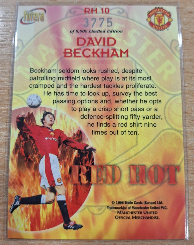FUTERA 1998 - MAN UTD - DAVID BECKHAM -RED HOT LIMITED EDITION FOIL ...