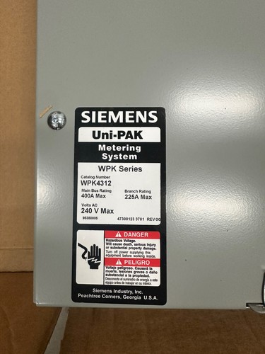 Brand New Siemens WPK 4312 NEW MODEL Uni-PAK 3-Gang 400-Amp Ring Style ...