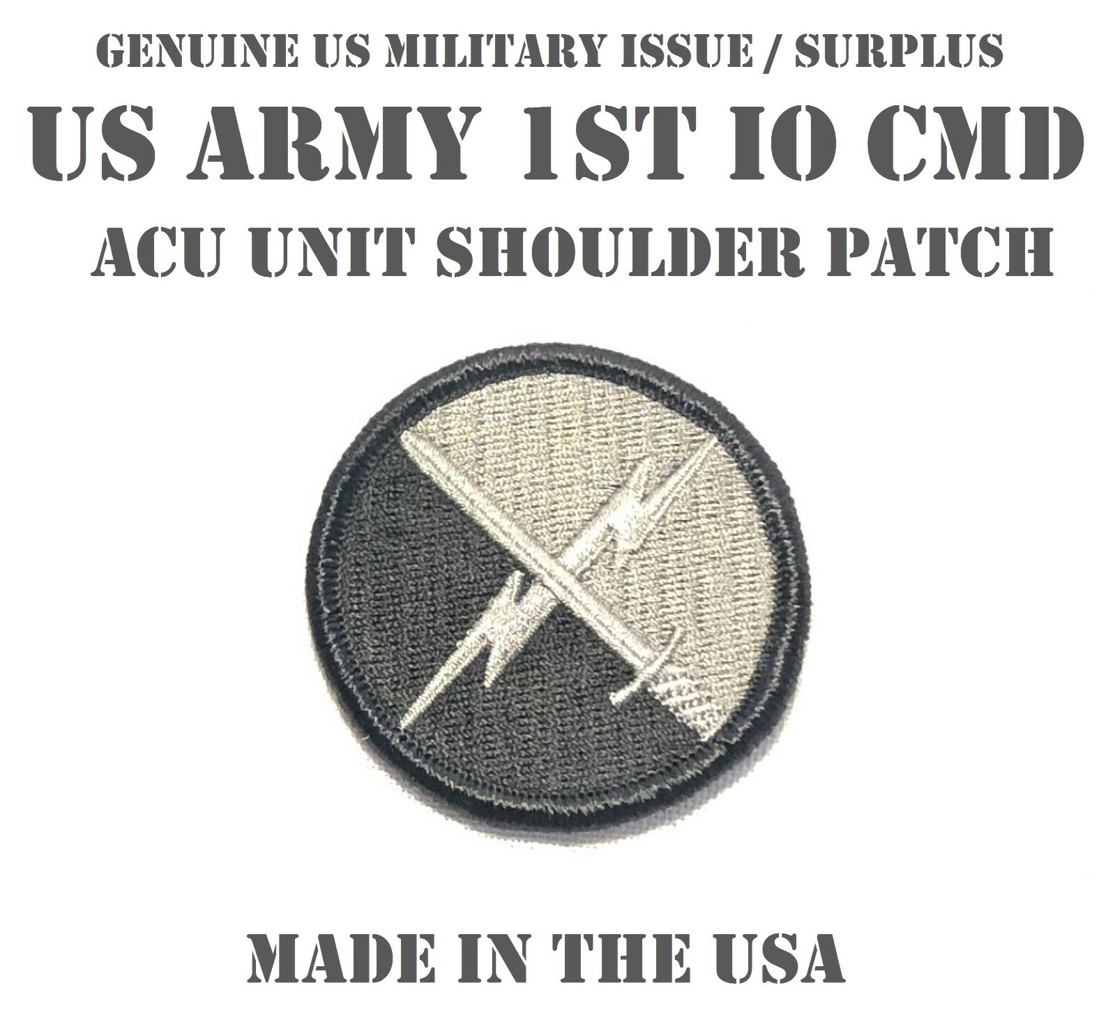 US MILITARY PATCH UNIFORM ARMY ACU 1ST IO CMD INFORMATION OPS SUBDUED ...