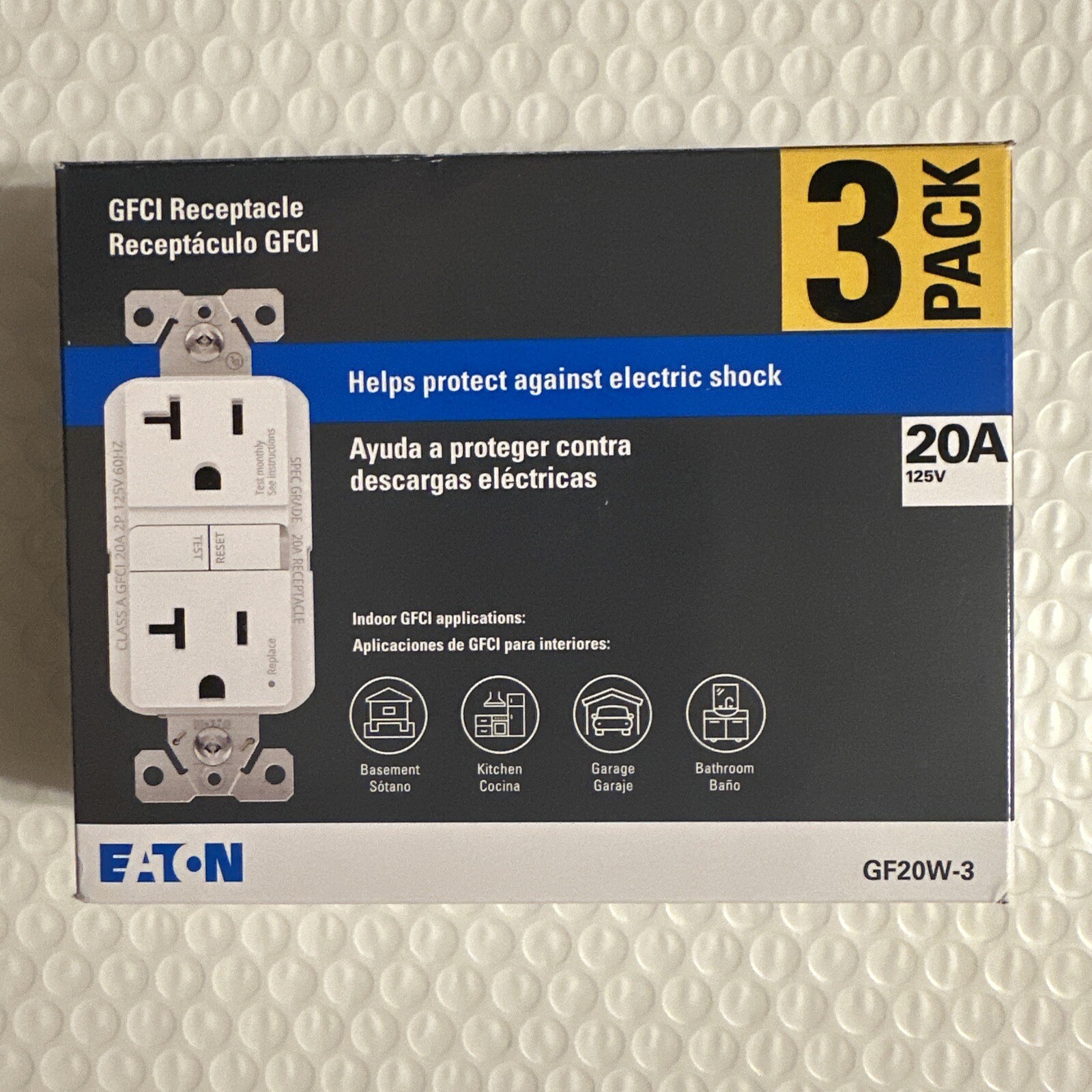 Eaton GF20W-3 20 Amp 125v GFCI Duplex Receptacle - White NON TR | eBay