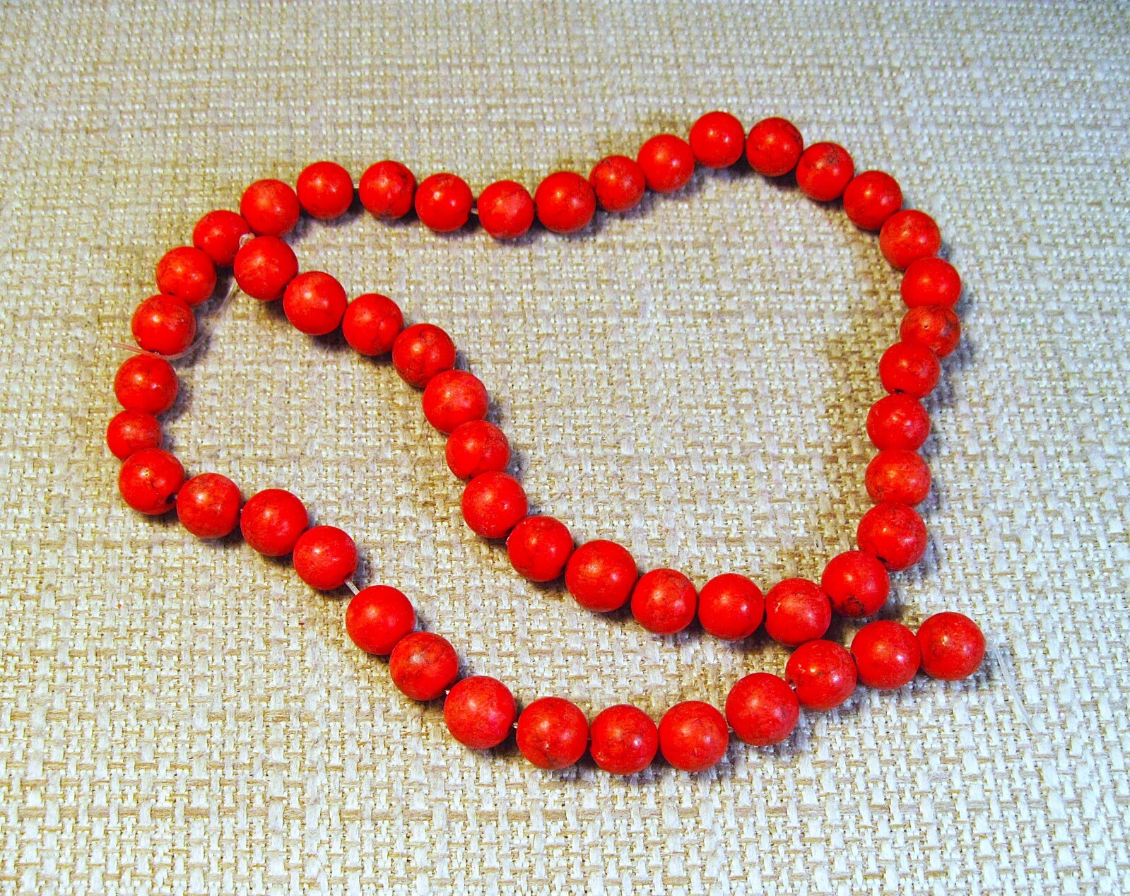 Beautiful Strand of 7mm Round Red Turquoise Magnesite Beads Lot# X28 | eBay