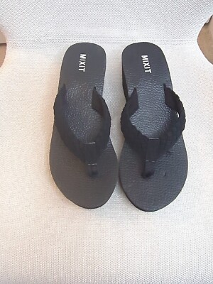 Mixit Womens Wedge Thong Flip Flop Sandal Sz 9 Braided Black | eBay
