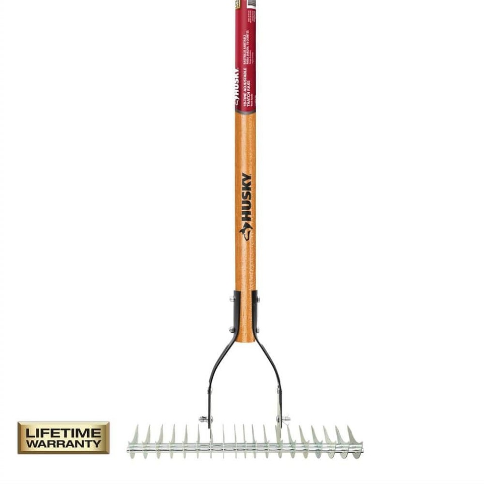 54 in. Long Wood Handle 19-Tine Adjustable Thatch Rake 7891117104414| eBay