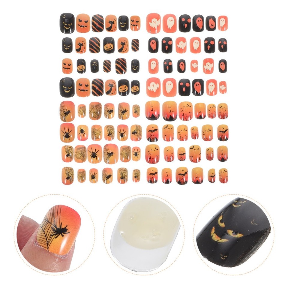 Assorted Color Halloween Press on Nails Durable DIY False Nail Tips for ...