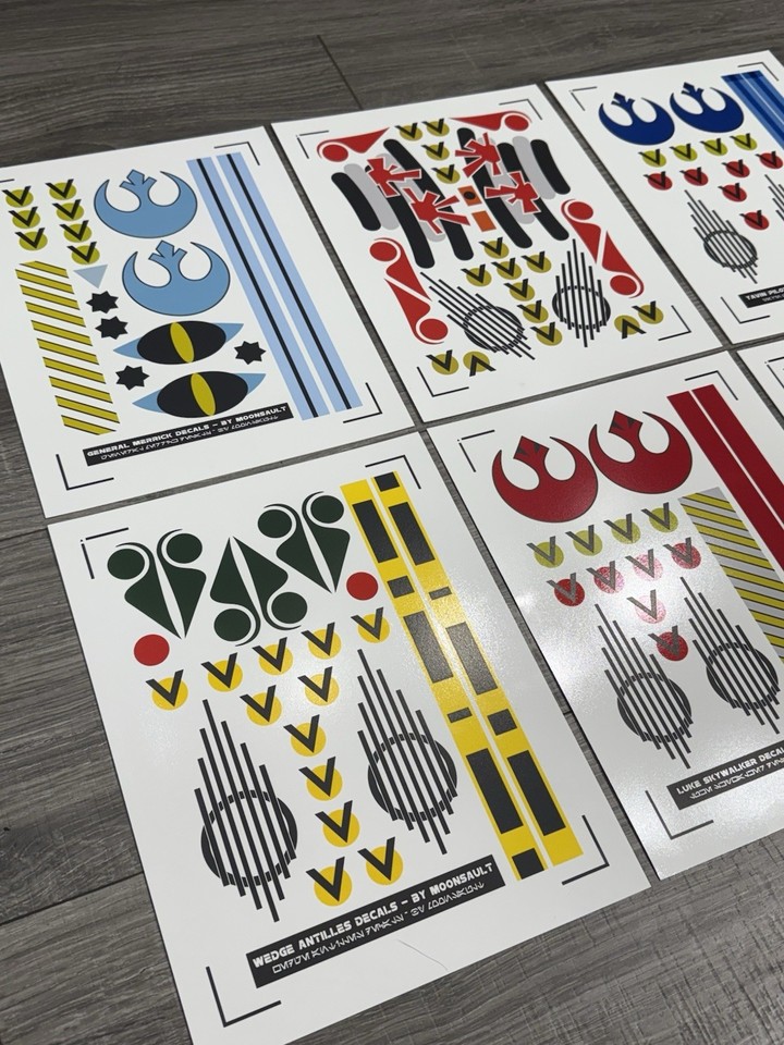 WATERSLIDE Star Wars X-wing Rebel Pilot Helmet Decal Sets - ALL DESIGNS ...